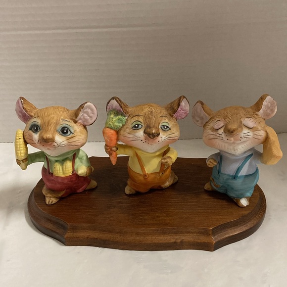 Homco | Art | Homco 56 Country Mice Figurines Set Of 3 In Overalls ...